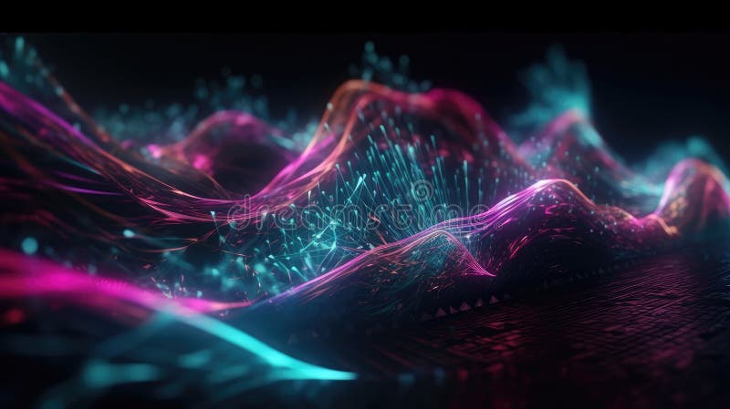 Neon Color Fluctuation. a Series of Optical Streams Stock Illustration ...