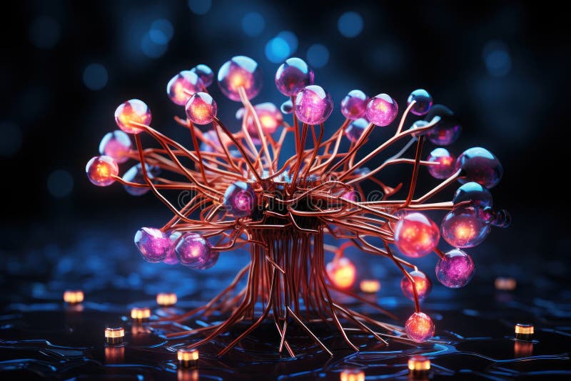 Neon Color Lights in a Dark Space AI Generated Stock Illustration ...