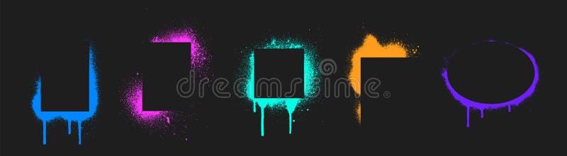 Neon Color Spray Stencils Set Stock Image - Image of background ...