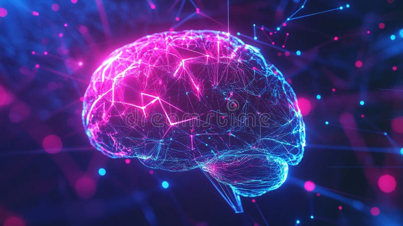 Neon-colored Abstract Brain Interface Illustrating the Futuristic ...