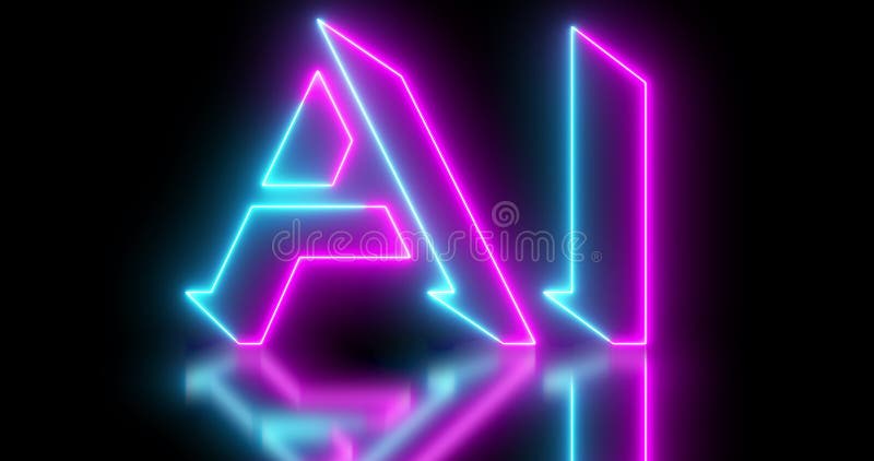 Neon-colored AI(Artificial Intelligence) Word Text Animation. Stock ...