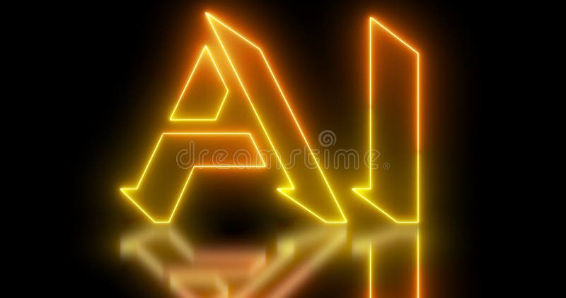 Neon-colored AI(Artificial Intelligence) Word Text Illustration with a ...