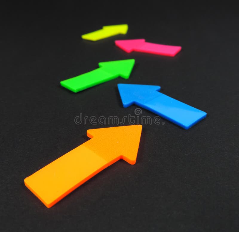 Colored Arrows Indicate Directions Stock Photo - Image of color, pole ...