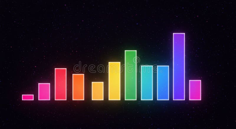 Neon-colored Bar Graph with Varying Heights Representing a Visual ...