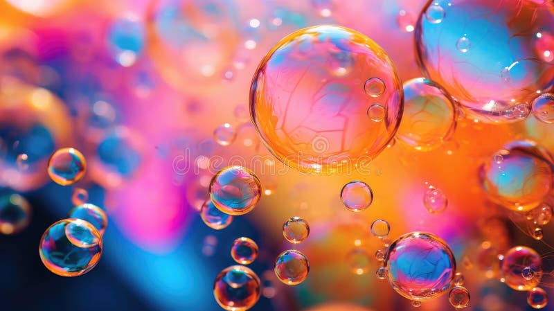 Neon-colored Bubbles Create a Vibrant and Playful Display with a ...