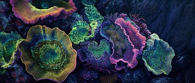 Neon-Colored Coral Reefs Displaying Stunning Patterns and Vibrant ...