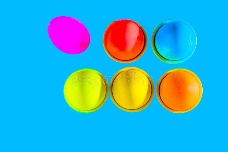 Bright Neon Colored Easter Egg Assortment in White Cups Stock Image ...