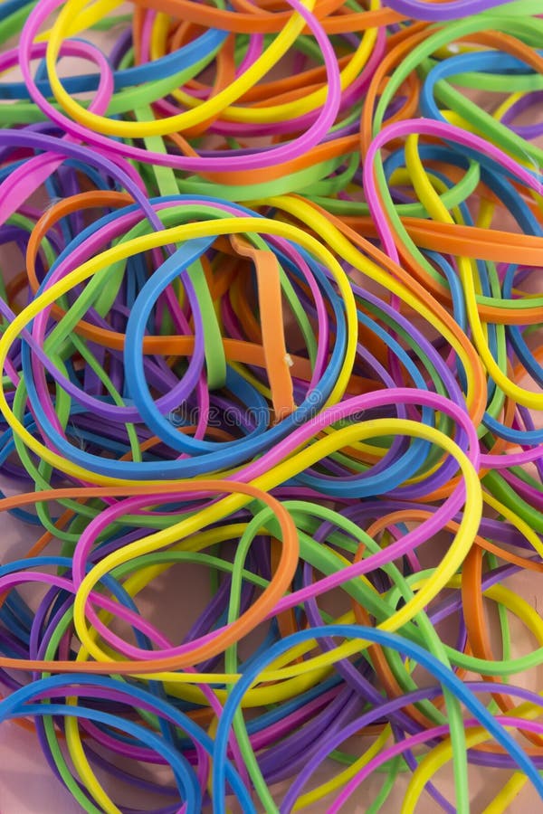 Neon Colored Elastic Rubber Bands Stock Image - Image of purple ...