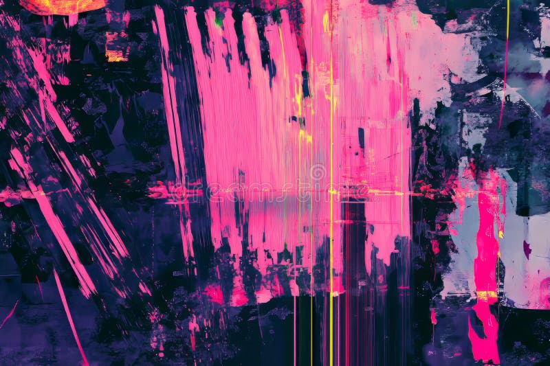 A Neon Colored Glitch Pattern, with Vertical Lines of Distortion and ...