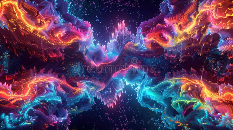 Neon-colored, Layered Fractal-like Structures in an Intricate 3D ...