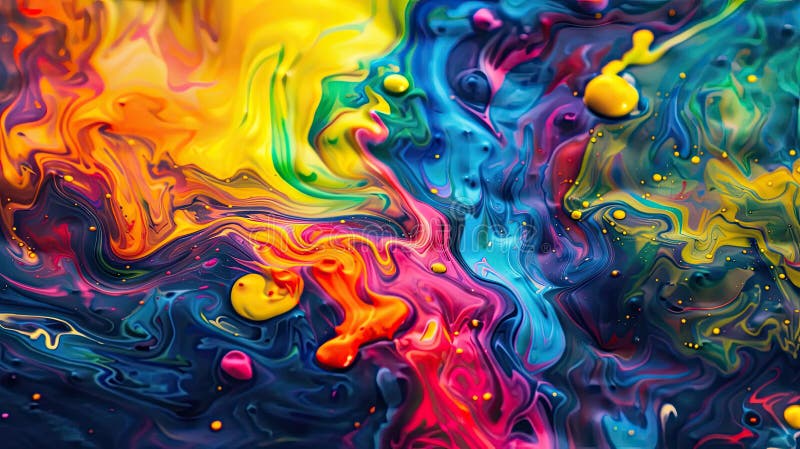 Neon-colored Liquid Mixing, Creating a Mesmerizing Psychedelic Effect ...