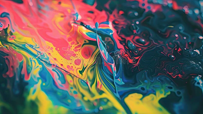 Neon-colored Liquid Mixing, Creating a Mesmerizing Psychedelic Effect ...