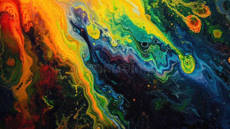 Neon-colored Liquid Mixing, Creating a Mesmerizing Psychedelic Effect ...