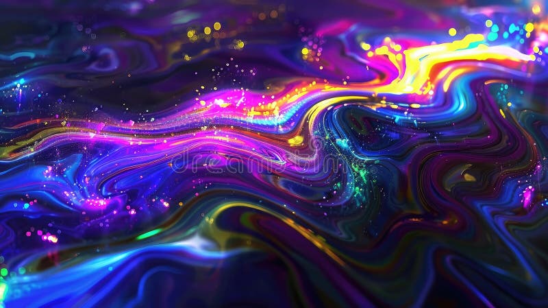 Neon-colored Liquid Mixing, Creating a Mesmerizing Psychedelic Effect ...