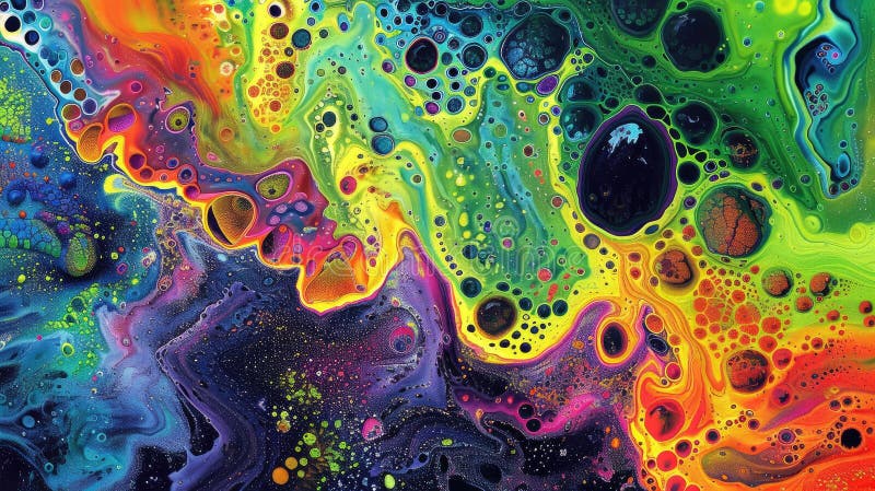 Neon-colored Liquid Mixing, Creating a Mesmerizing Psychedelic Effect ...