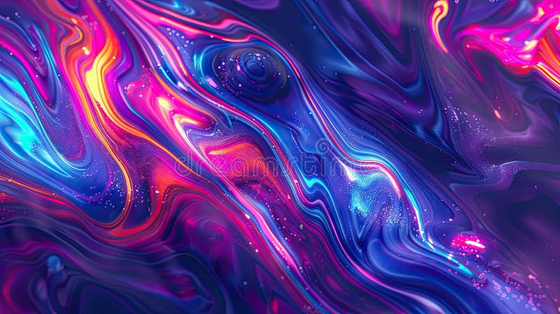 Neon-colored Liquid Mixing, Creating a Mesmerizing Psychedelic Effect ...