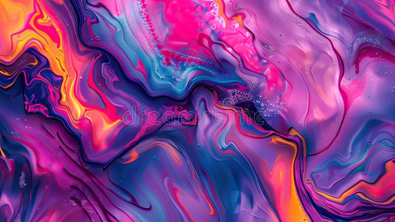 Neon-colored Liquid Mixing, Creating a Mesmerizing Psychedelic Effect ...