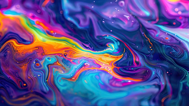 Neon-colored Liquid Mixing, Creating a Mesmerizing Psychedelic Effect ...