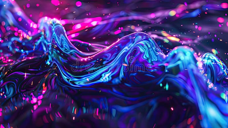 Neon-colored Liquid Mixing, Creating a Mesmerizing Psychedelic Effect ...