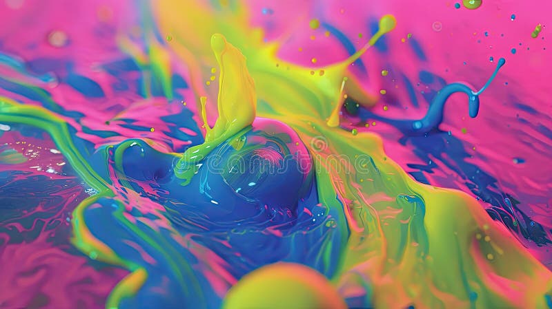 Neon-colored Liquid Mixing, Creating a Mesmerizing Psychedelic Effect ...
