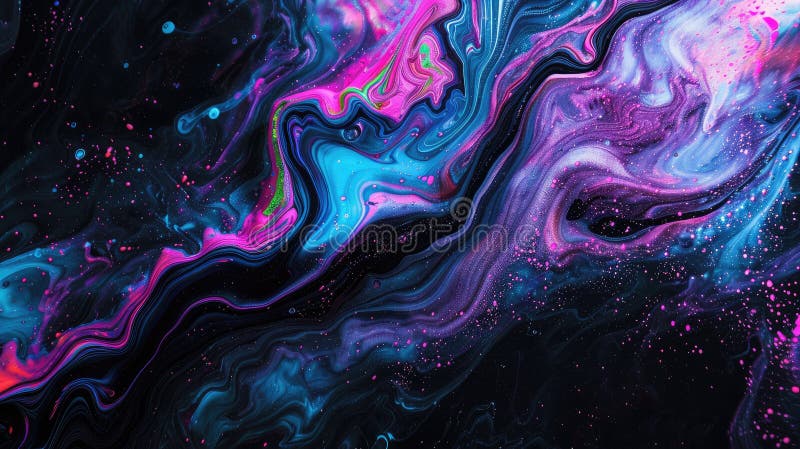 Neon-colored Liquid Mixing, Creating a Mesmerizing Psychedelic Effect ...