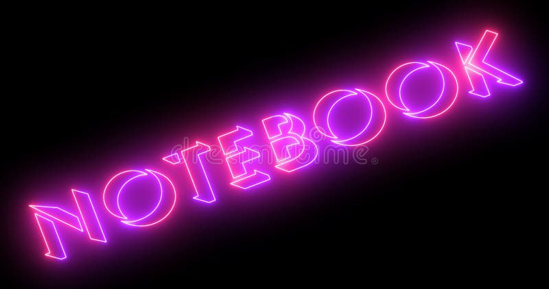 Neon-colored Notebook Word Text Illustration with a Glowing Neon ...