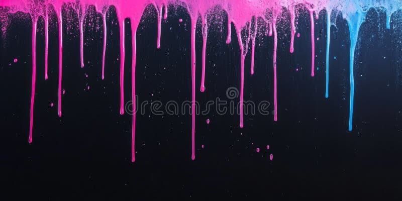 Neon-colored Paint Drips Down a Black Background, Creating a Vibrant ...