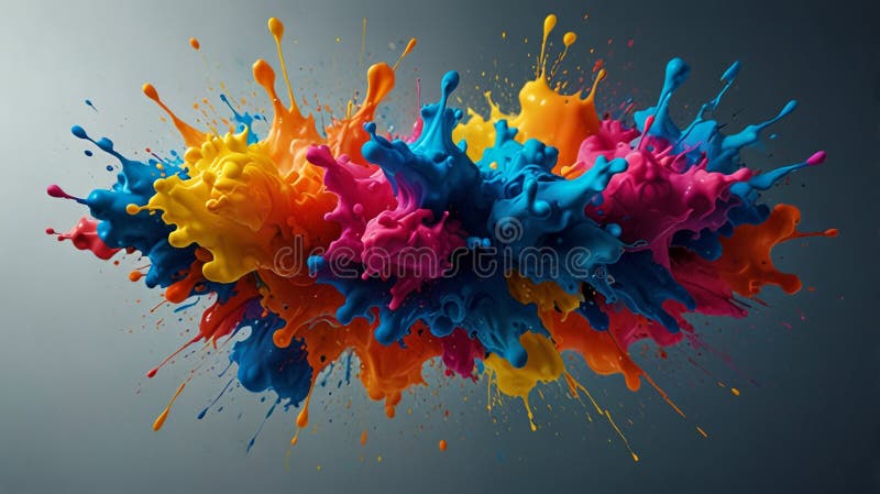 Neon-colored Paint Splashes Forming Abstract Shapes in Mid-air ...