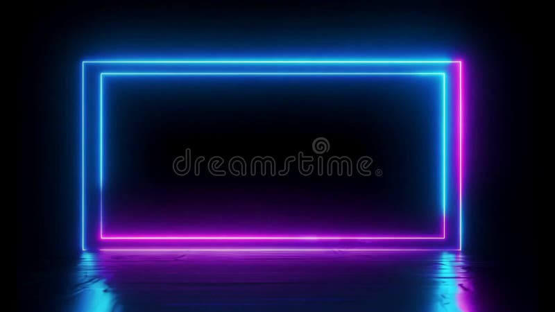 Neon Colored Rectangle Frame on Black Background Stock Video - Video of ...