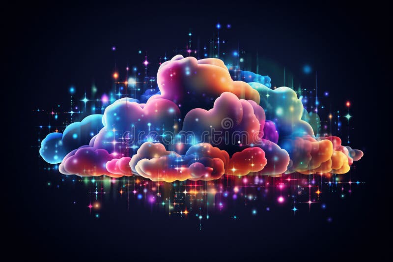 Neon Colorful Cloud Computing, a Burst of Data in the Digital Age Stock ...