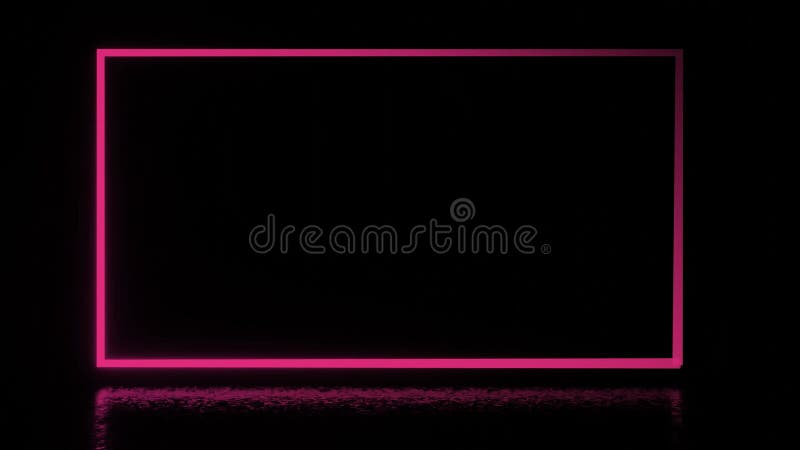Neon Colorful Rectangular Frame with Shining Effects on Black ...
