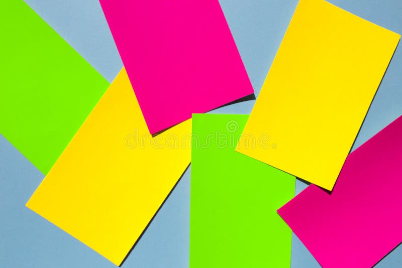Neon Colorful Sticky Note Paper on Blue Background Stock Photo - Image ...
