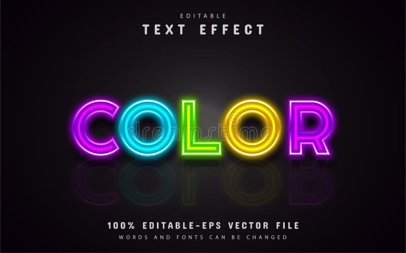 Neon colorful text effect stock vector. Illustration of color - 256125968