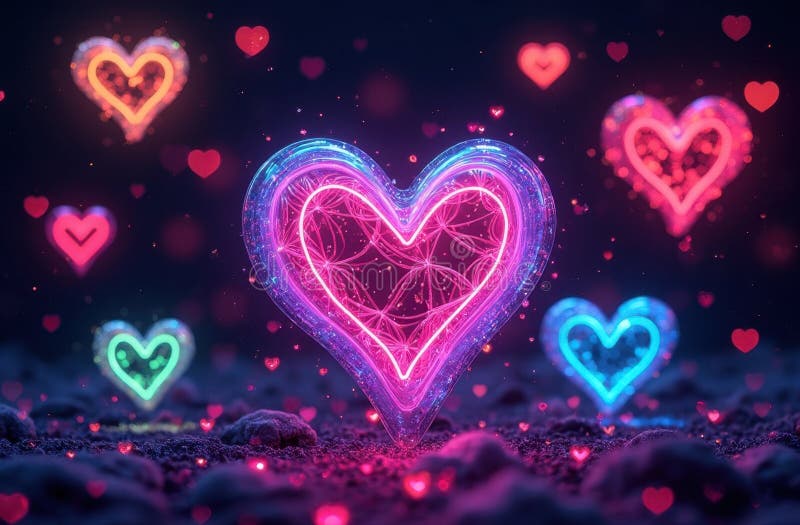 Neon Colors of Hearts at 3-12-2024 Stock Illustration - Illustration of ...