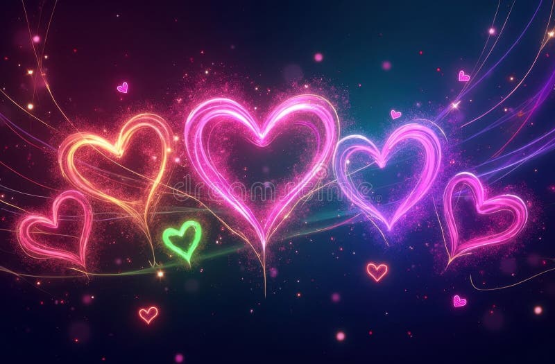 Neon Colors of Hearts at 3-12-2024 Stock Illustration - Illustration of ...