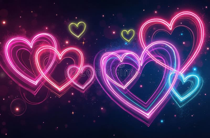 Neon Colors of Hearts at 3-12-2024 Stock Illustration - Illustration of ...