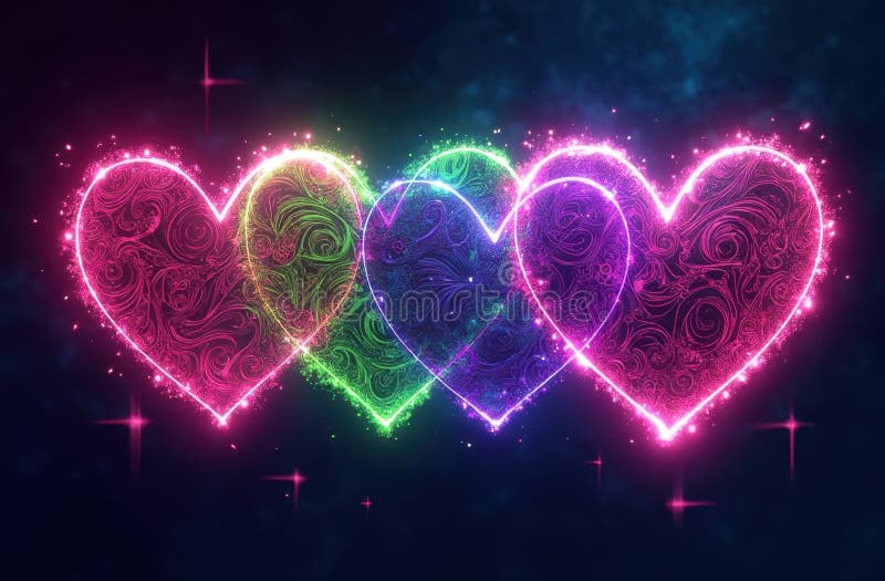 Neon Colors of Hearts at 3-12-2024 Stock Illustration - Illustration of ...
