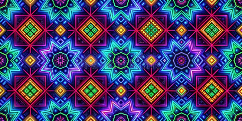 Neon Colors in a Seamless Pattern Featuring an Intricate Blend of ...
