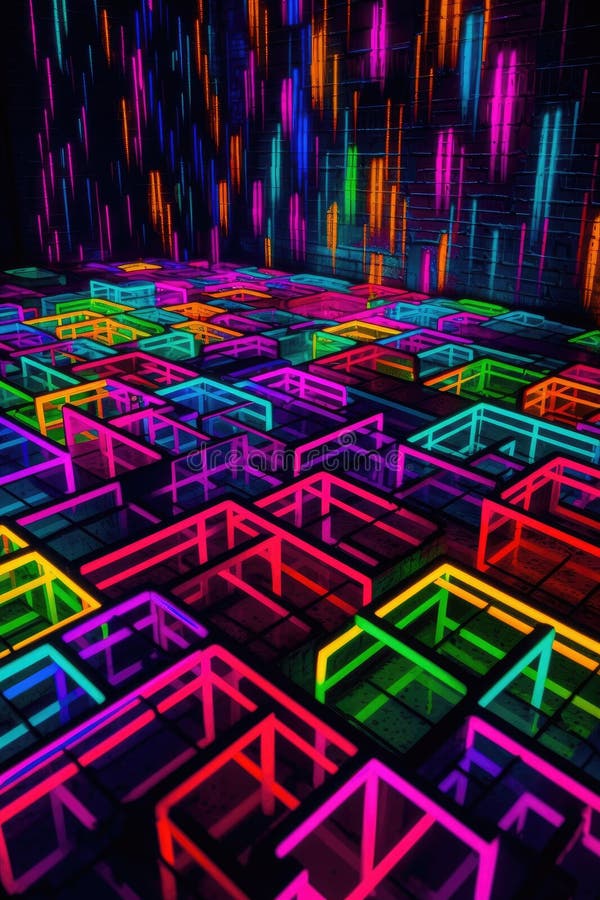 Neon Light Tunnel in Indigo and Crimson Colors. Perfect for Landing ...