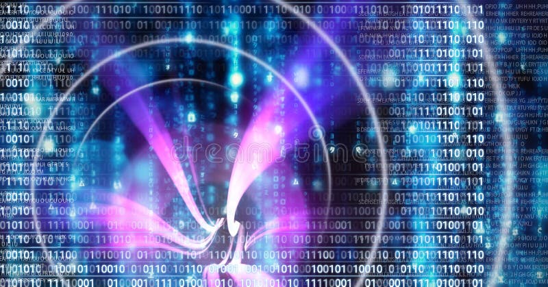 Neon Colourful Light Trails Over Computer Code Program Coding And