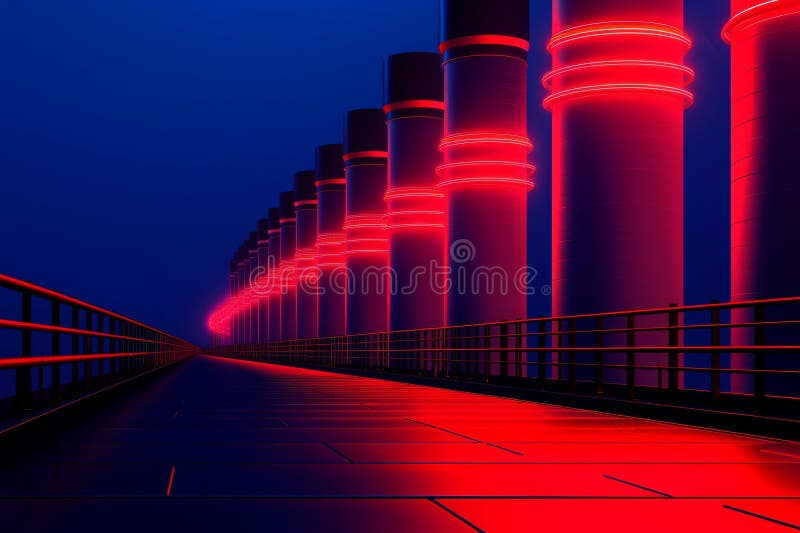 Neon Columns in a Dark Environment Stock Photo - Image of lines ...