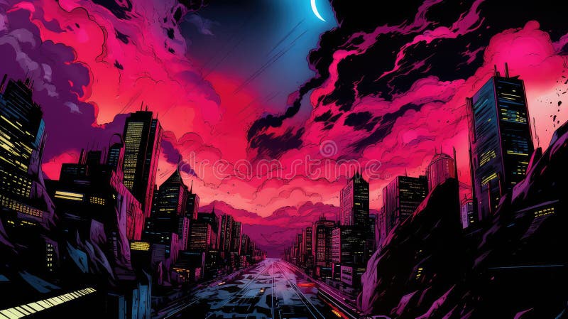 Neon comic book style stock illustration. Illustration of storytelling ...