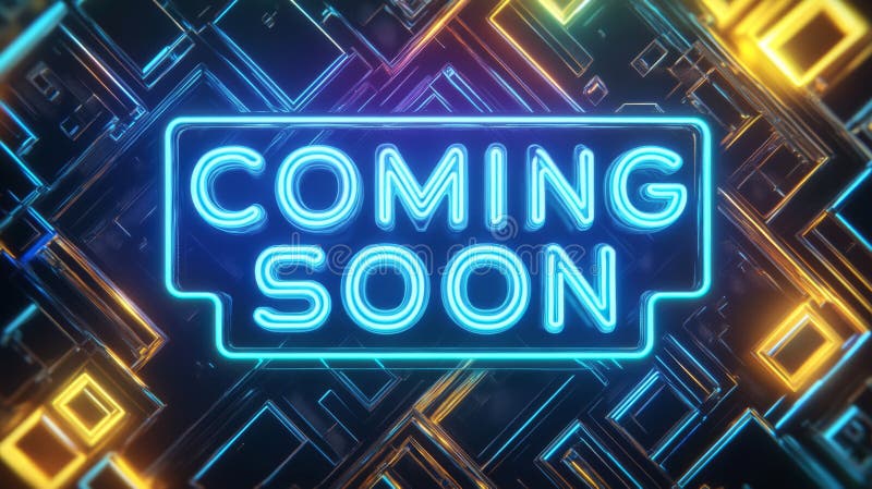 Neon Coming Soon Sign on Abstract Tech Background Stock Illustration - Illustration of pattern ...