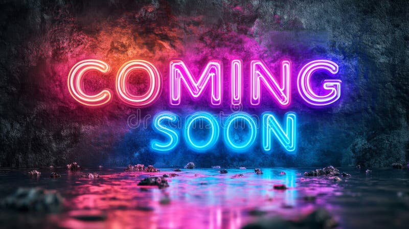 Neon Coming Soon Sign on Grunge Background Stock Illustration ...