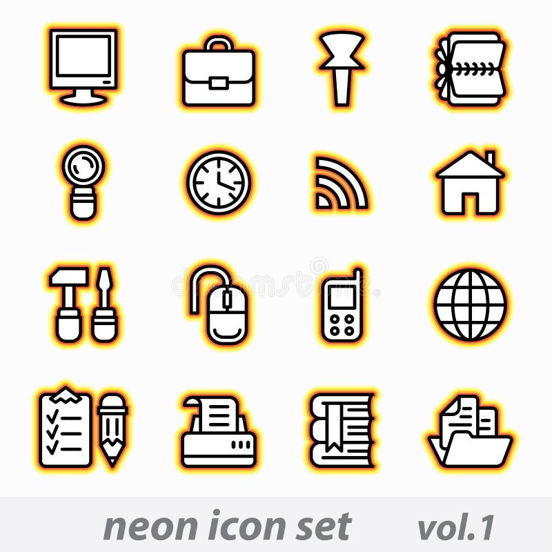 Computer Icon Set (black and White Colors) Stock Vector - Illustration ...