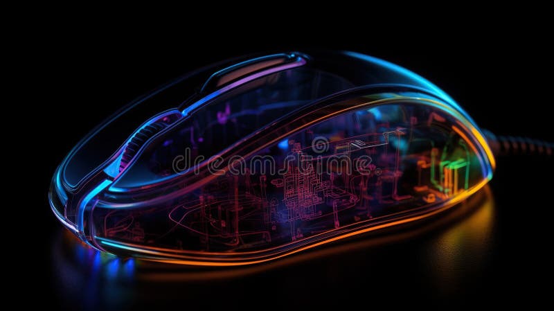 Neon Computer Mouse.Technologies.Generative Ai Stock Illustration ...