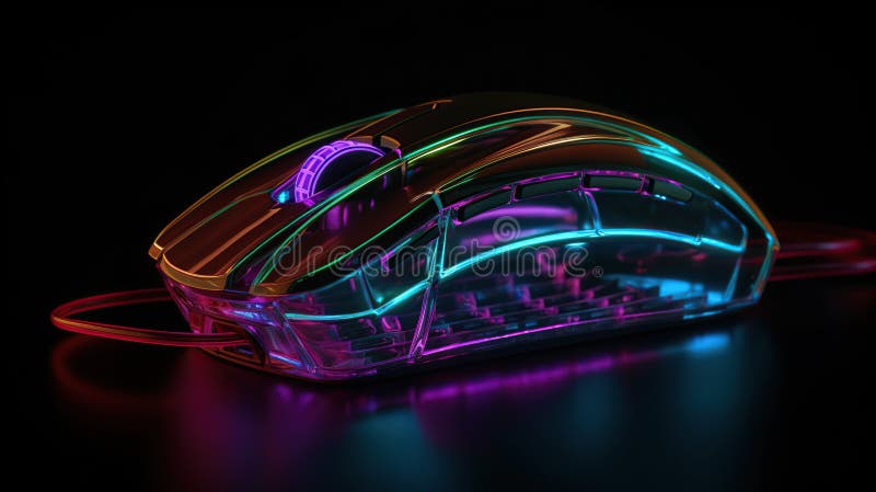 Neon Computer Mouse.Technologies.Generative Ai Stock Illustration ...