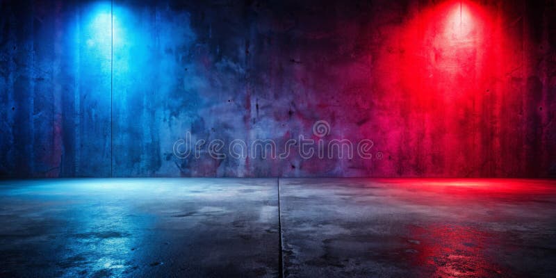 Neon Concrete Divide Red and Blue Lit Floor Stock Illustration ...