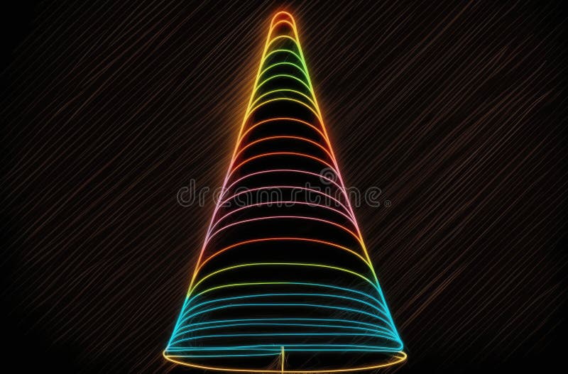 Neon Cone Outline on a Black Background. Generative AI Stock ...