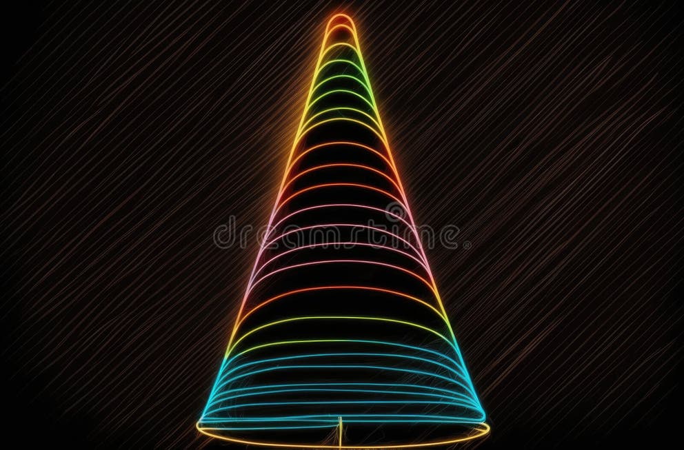 Neon Cone Outline on a Black Background. Generative AI Stock ...